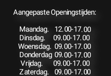 Aangepaste openingstijden